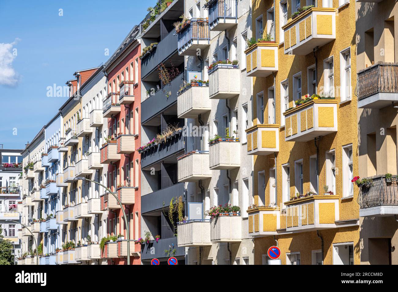 Multi-colored old apartment buildings seen in Berlin, Germany Stock ...