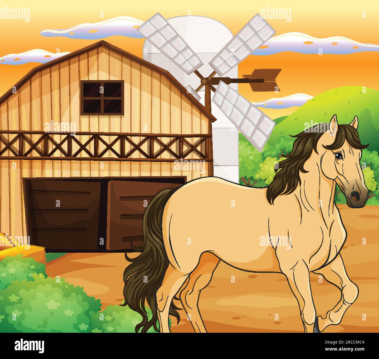 Horse at the farm illustration Stock Vector Image & Art - Alamy