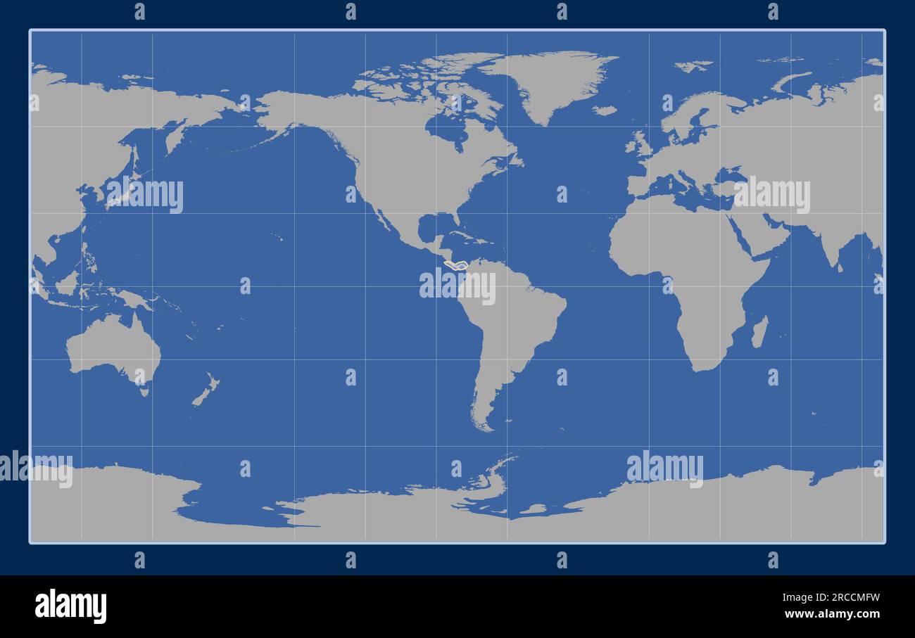 Shape Of The Panama Tectonic Plate On The Solid Contour Map In The Compact Miller Projection