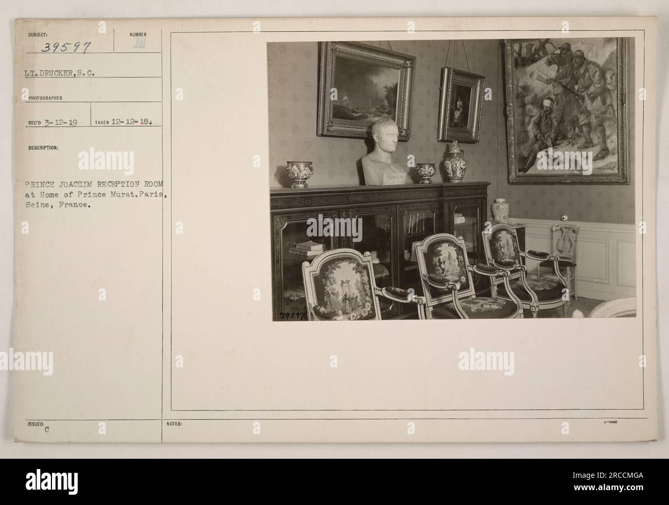 Interior view of the reception room at the home of Prince Murat in ...