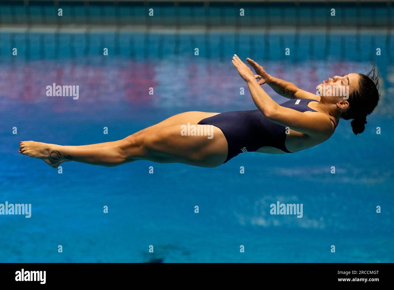 Elizabeth Roussel of New Zealand competes in the 1m Springboard Women ...