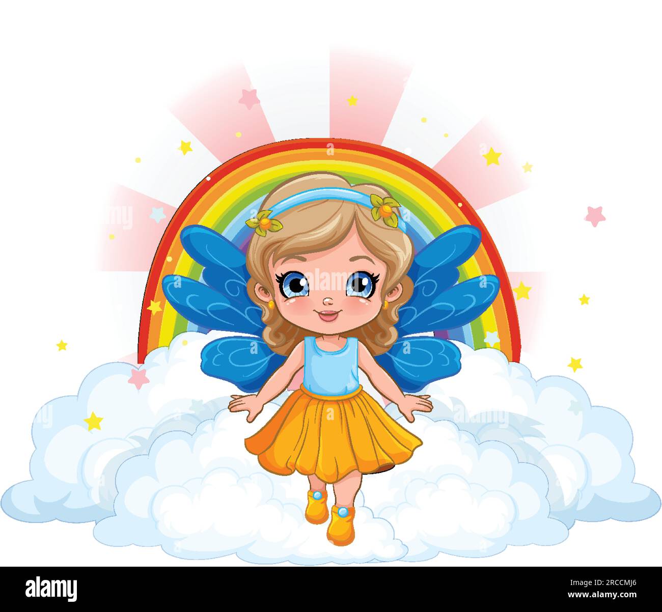 Fairy Girl Standing on Cloud illustration Stock Vector Image & Art - Alamy