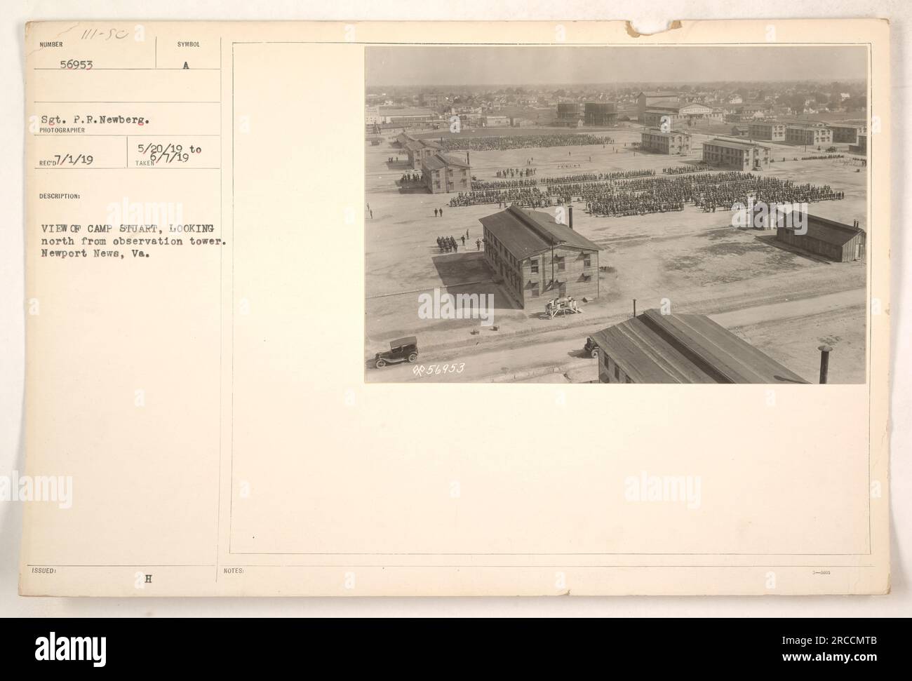 Aerial view of Camp Stewart, taken from an observation tower at Newport ...