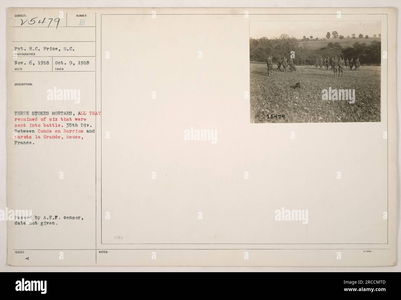 This photograph from November 6, 1918, taken by Pvt. R.C. Price, S.C ...