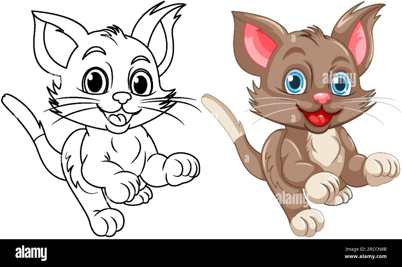 Cat doodle coloring page for children illustration Stock Vector Image ...