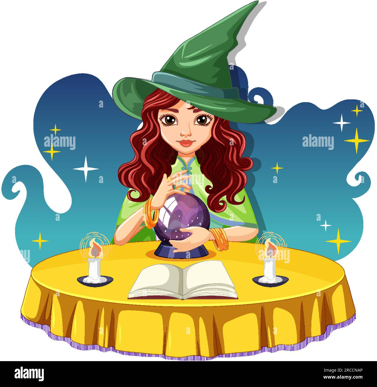 Witch with magic spell cartoon illustration Stock Vector Image & Art ...