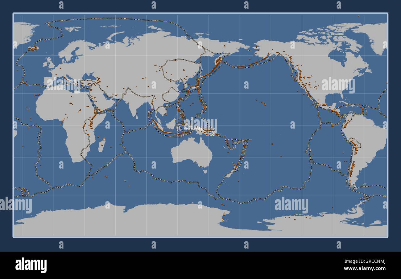 Shape of the Woodlark tectonic plate on the solid contour map in the ...