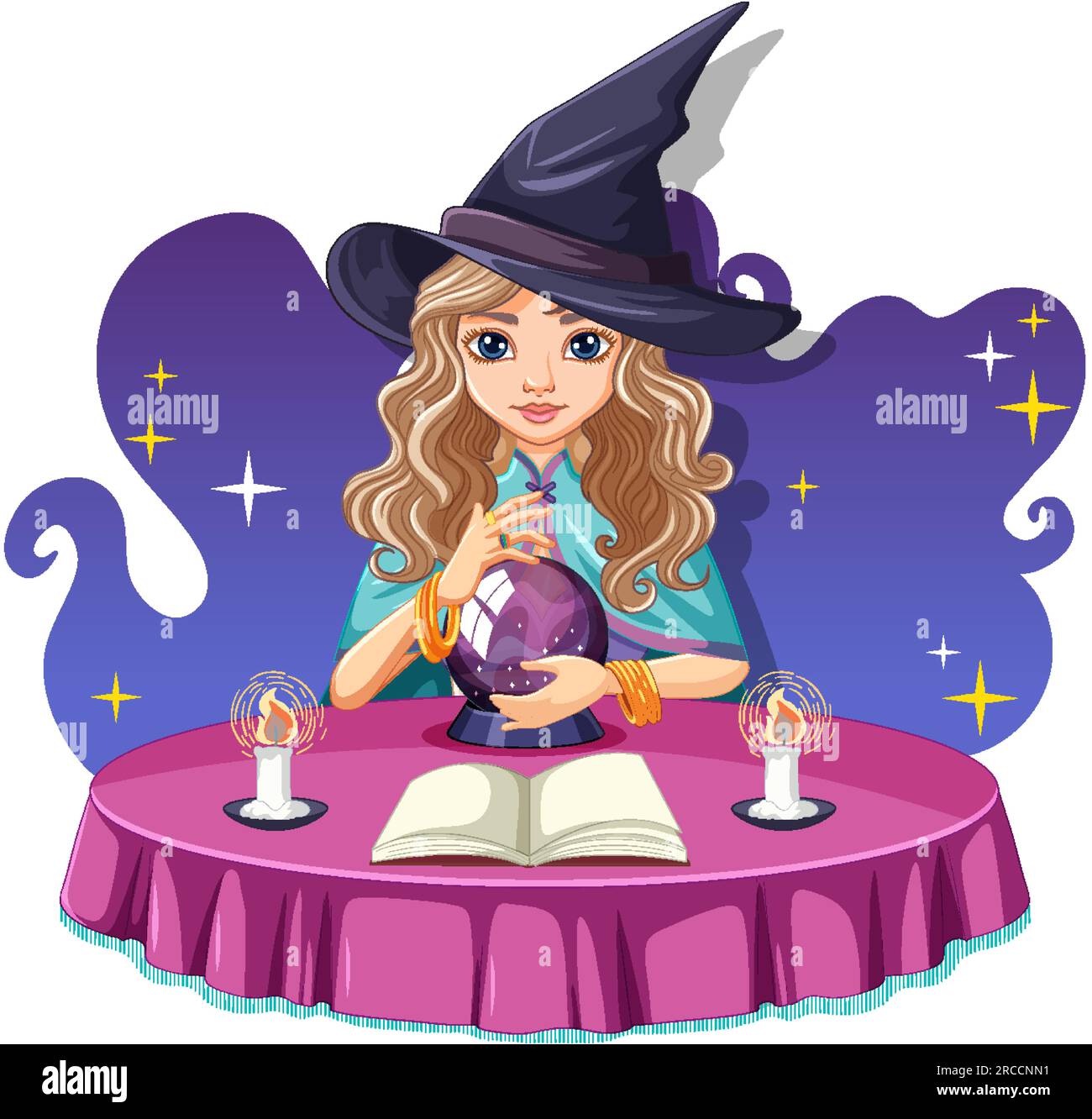 Witch with magic spell cartoon illustration Stock Vector Image & Art ...