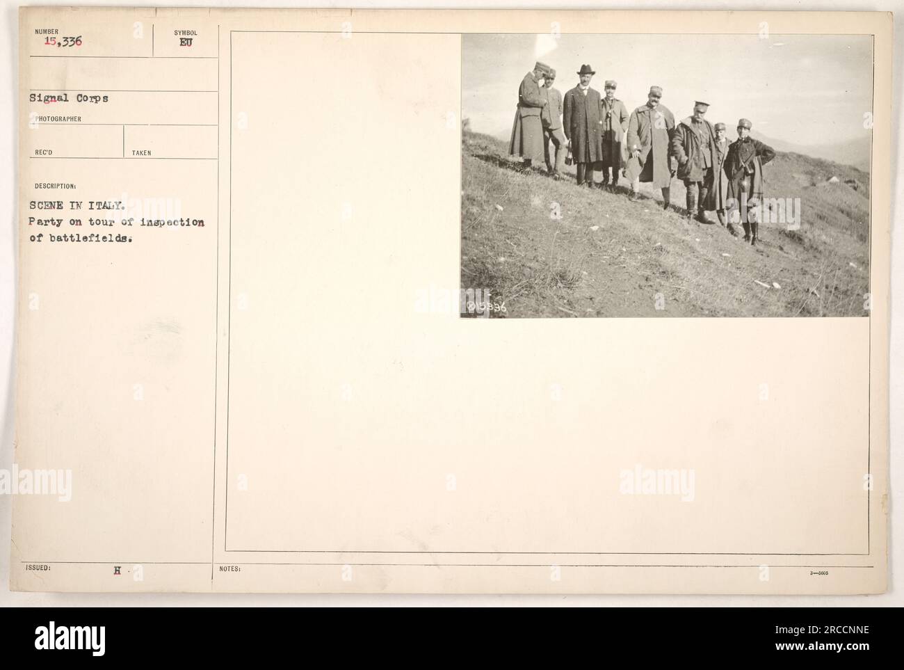 A group on a tour of inspection of battlefields in Italy during World ...