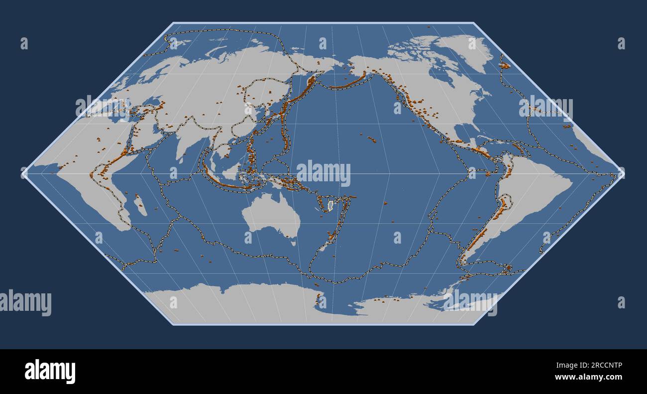 Shape of the Conway Reef tectonic plate on the solid contour map in the ...