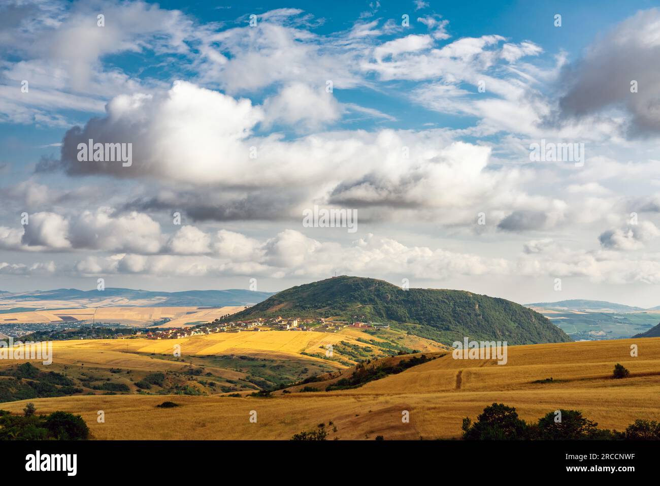 Panoramic view of farm fields, villages and hills Stock Photo - Alamy