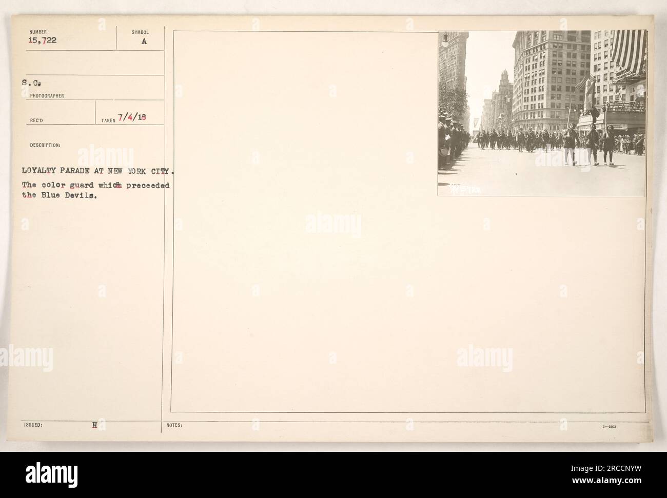 Loyalty Parade in New York City during World War One. The photo shows ...