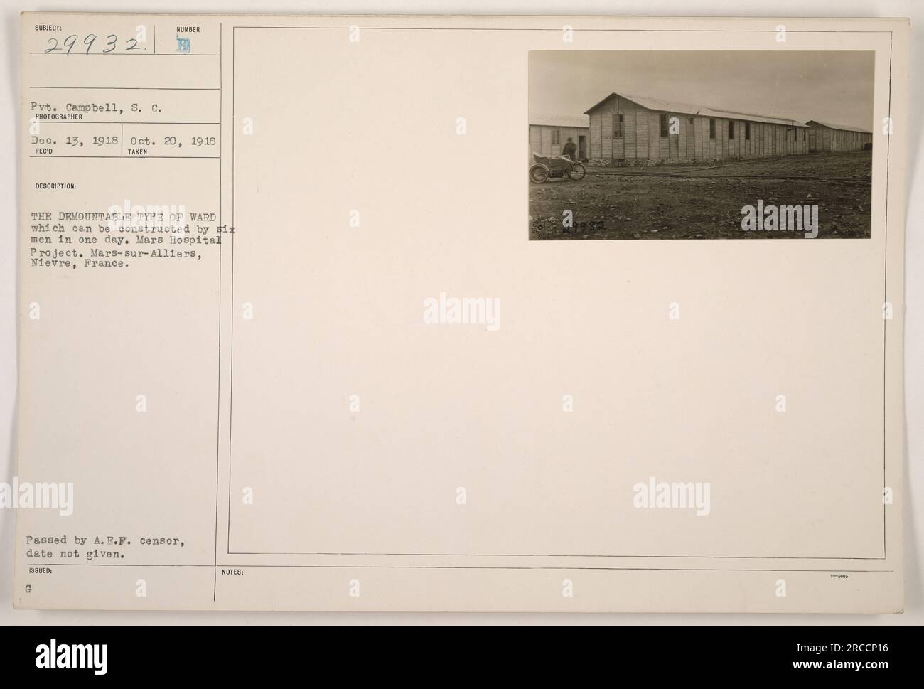 Pvt. Campbell S.C. (Service Corps) captured this photograph on October ...