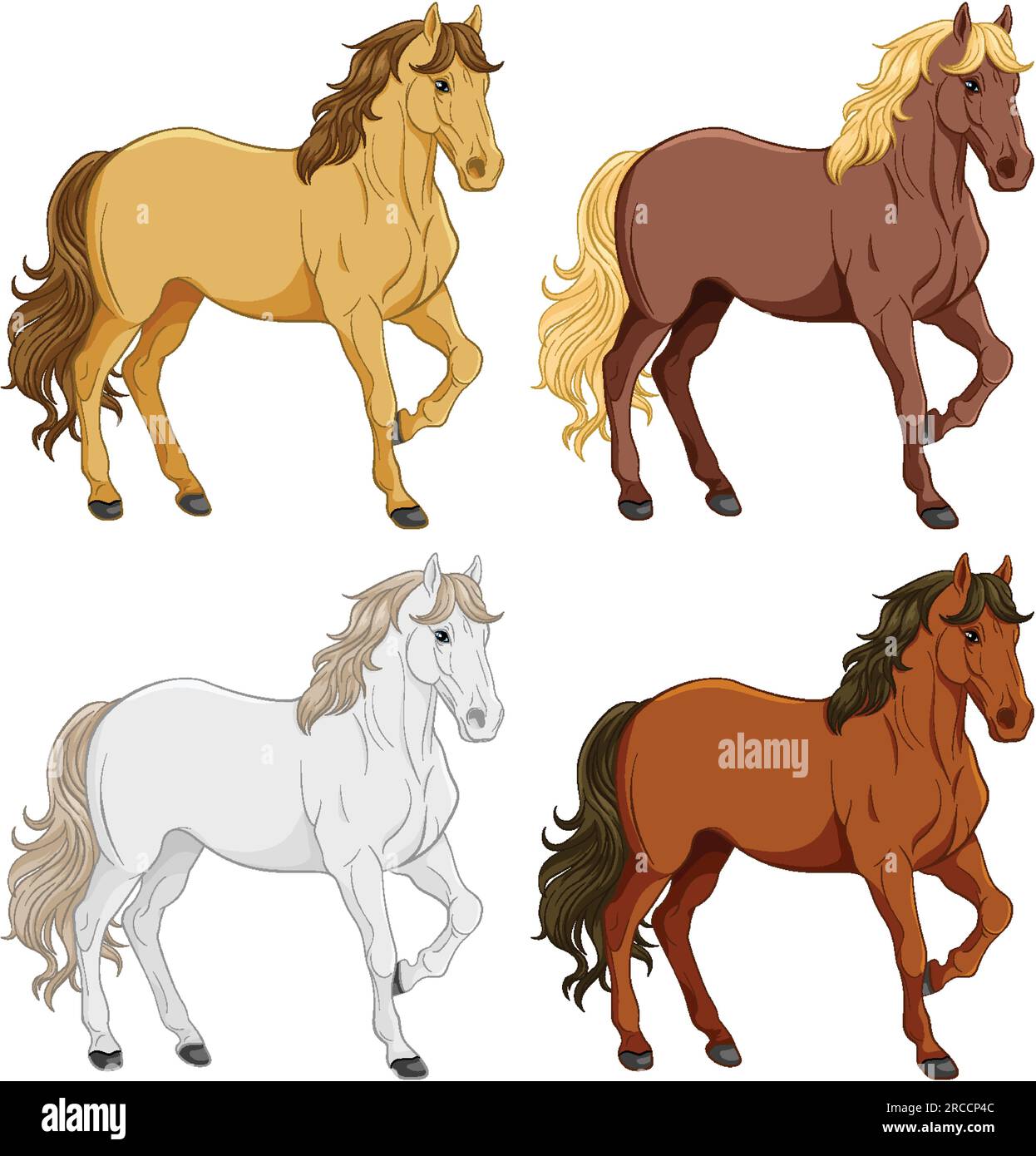 Set of horse cartoon illustration Stock Vector Image & Art - Alamy