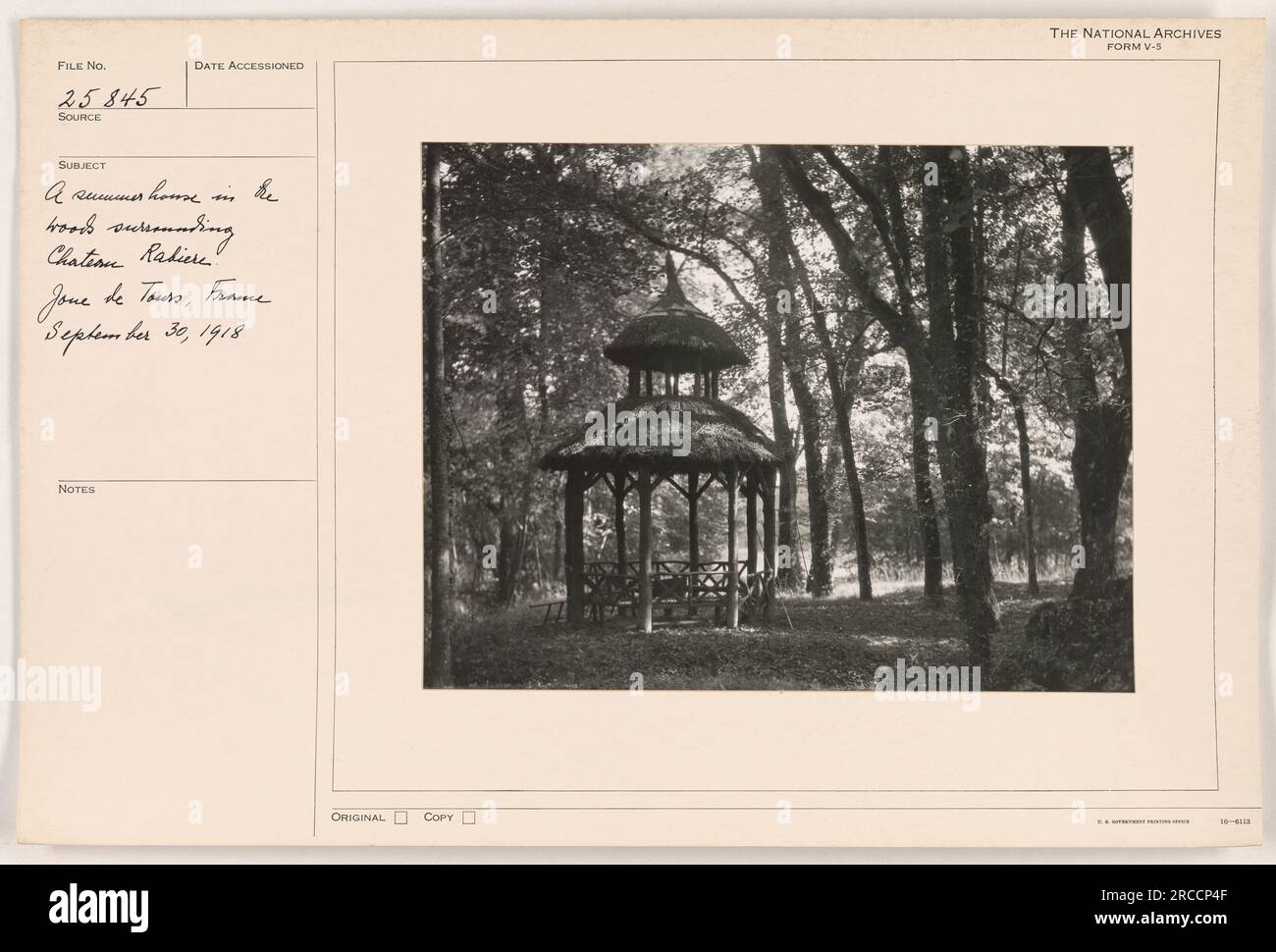 American soldiers taking a break at a summer house in the woods during ...