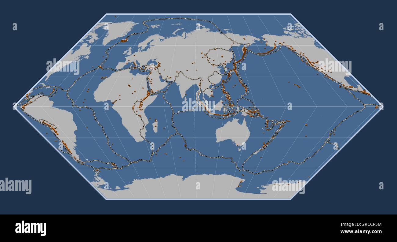 Shape of the Burma tectonic plate on the solid contour map in the ...