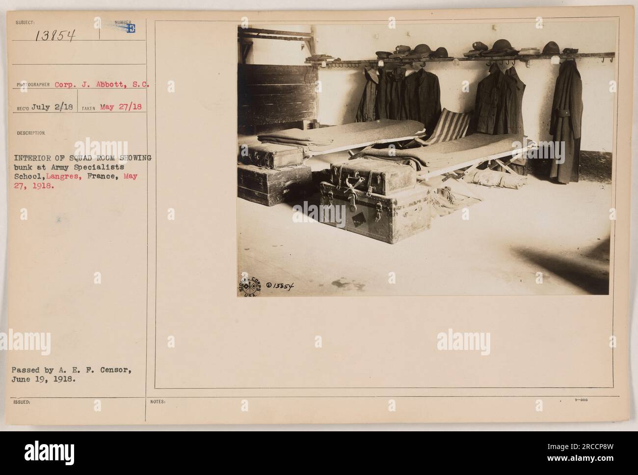 Interior of squad room at the Army Specialists School in Langres ...