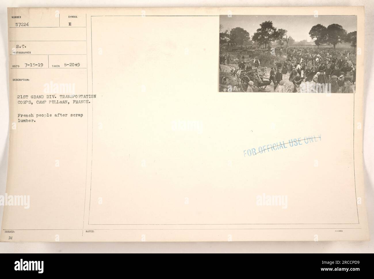 21st Grand Div. Transportation Corps soldiers at Camp Pullman, France ...