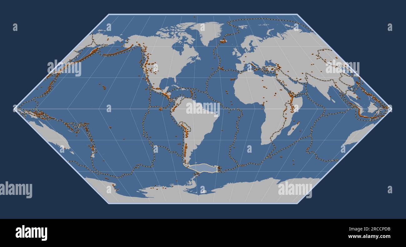 Shape Of The Scotia Tectonic Plate On The Solid Contour Map In The Eckert I Projection Centered