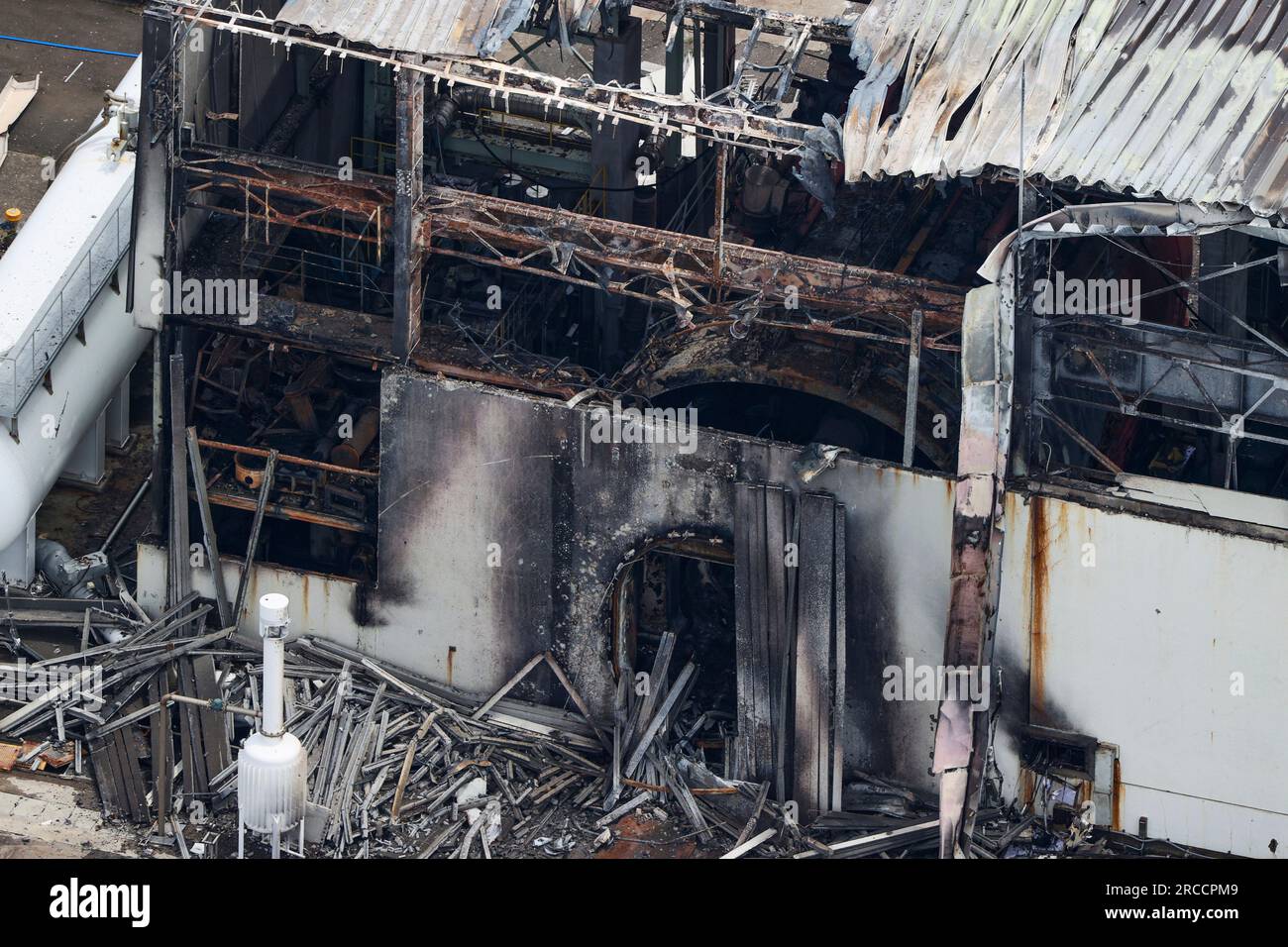 An aerial photo taken from a Yomiuri jetliner shows the Noshiro Rocket ...