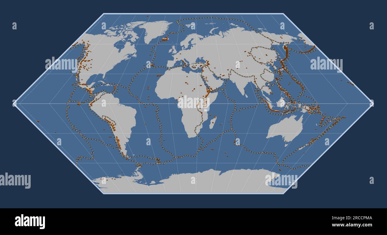 Shape of the Aegean Sea tectonic plate on the solid contour map in the ...