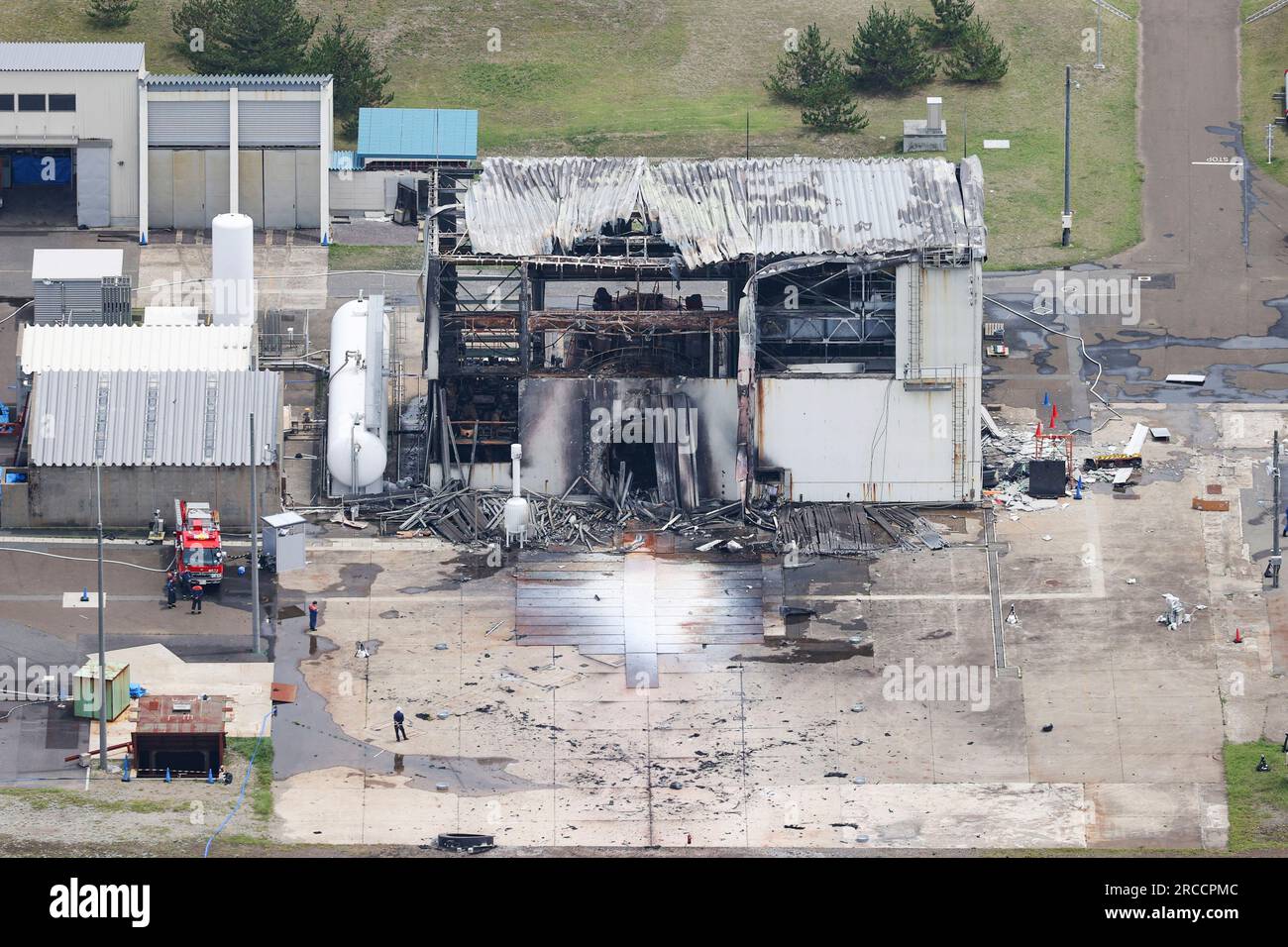 An aerial photo taken from a Yomiuri jetliner shows the Noshiro Rocket ...