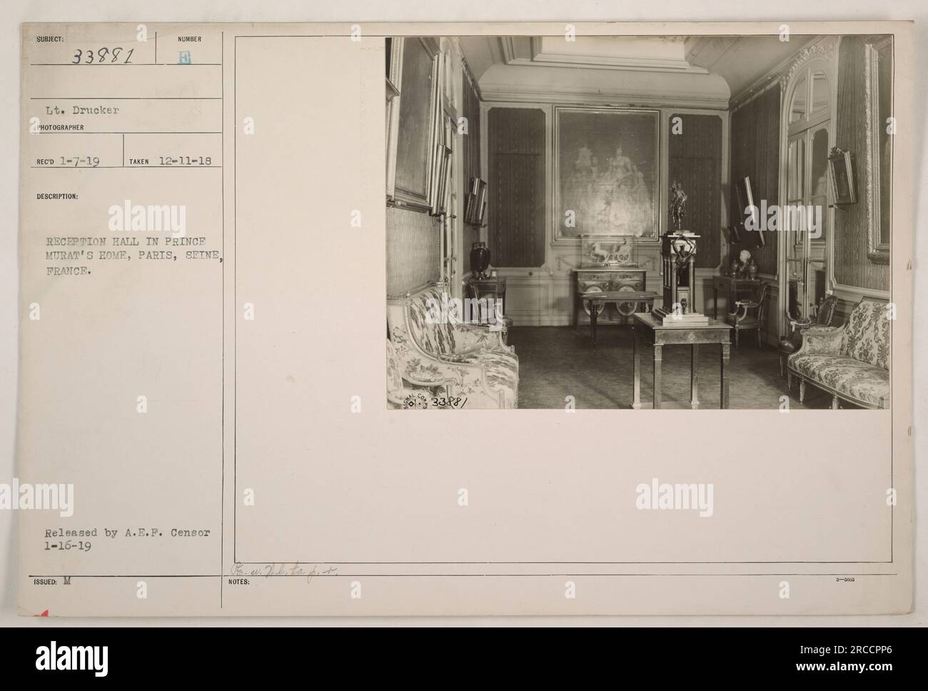 "The reception hall in Prince Murat's home in Paris, France. The ...