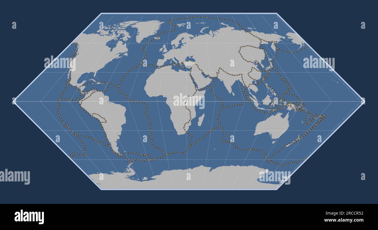 Shape Of The Anatolian Tectonic Plate On The Solid Contour Map In The Eckert I Projection