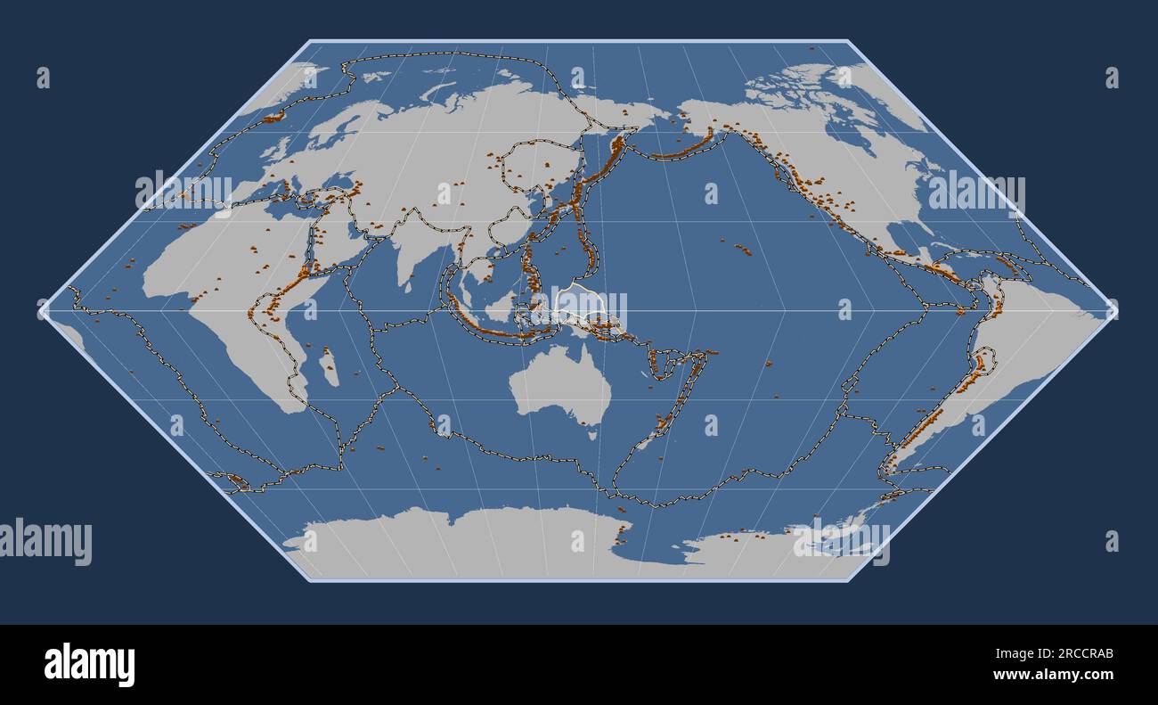 Shape of the Caroline tectonic plate on the solid contour map in the ...