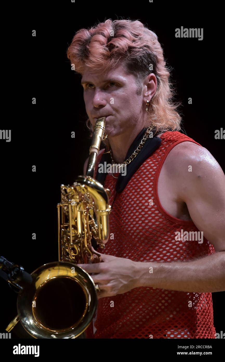 Milan, Italy. 13th July, 2023. Leo Pellegrino (Too Many Zooz) 2023 ...