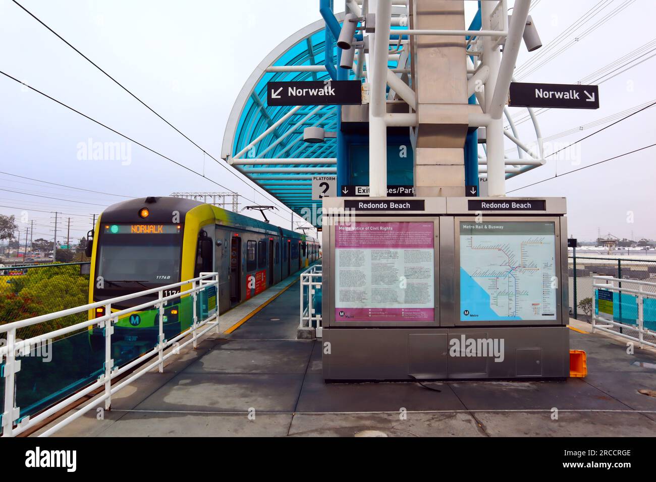 Los Angeles, California: view of Los Angeles Metro Rail C Line in ...