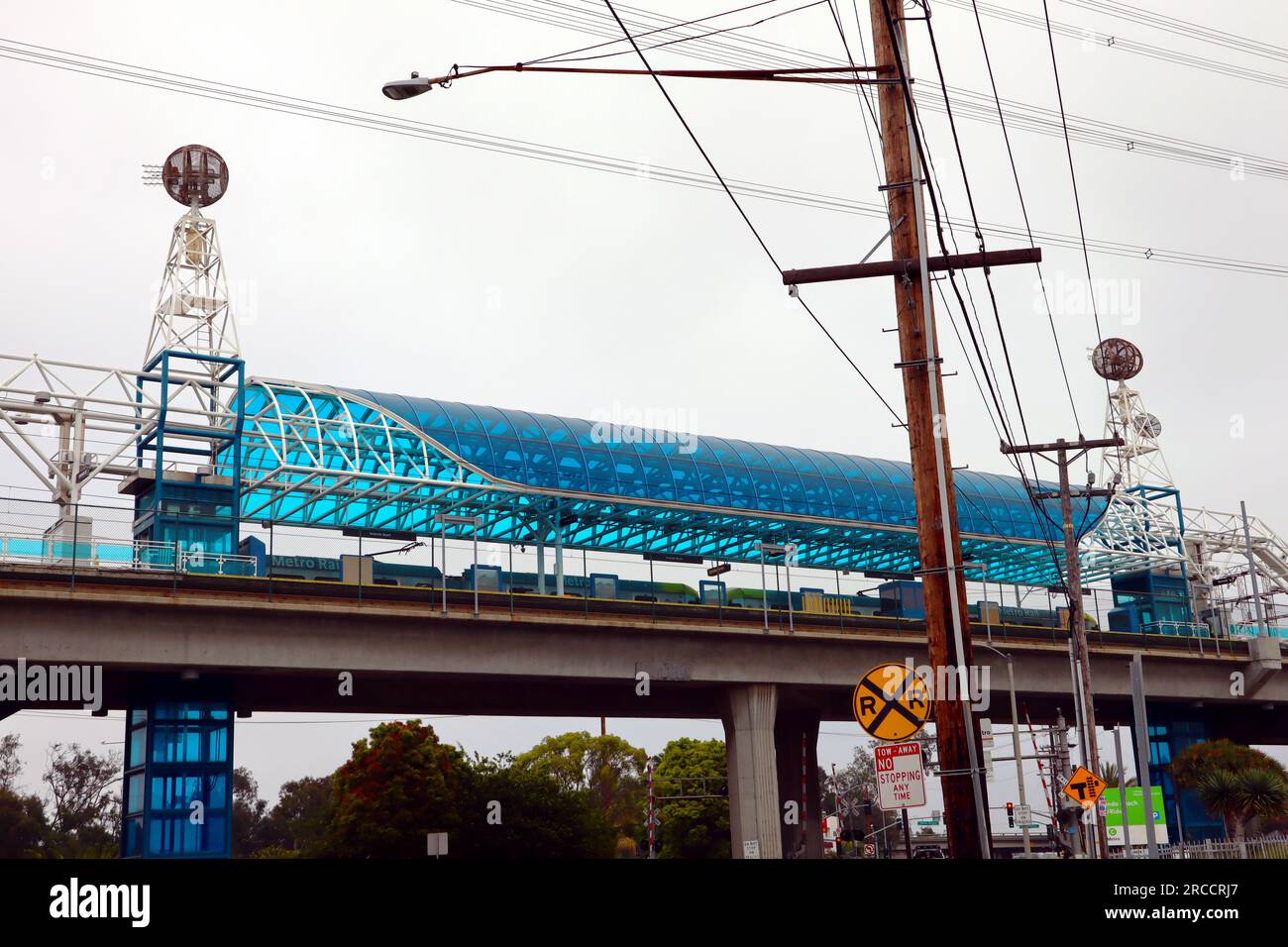 Los Angeles, California: view of Los Angeles Metro Rail C Line in ...