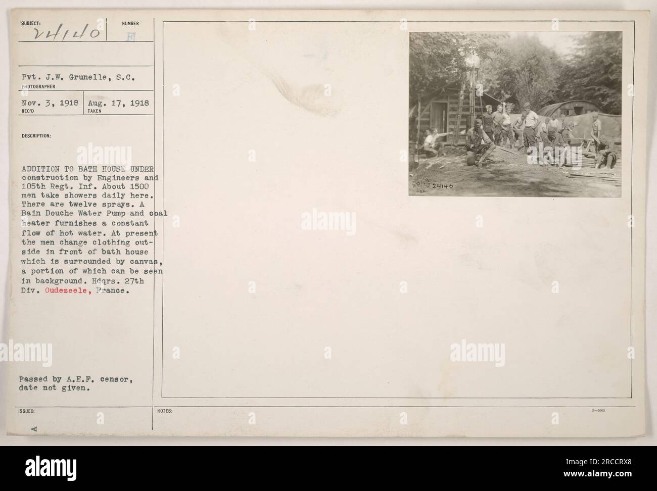 Construction of an addition to a bathhouse by Engineers and the 105th ...