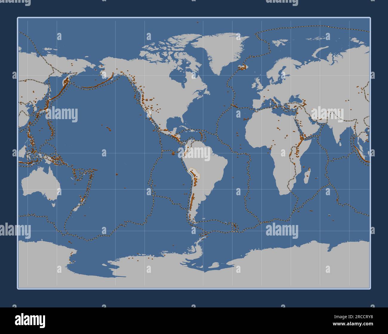 Shape Of The Altiplano Tectonic Plate On The Solid Contour Map In The Gall Stereographic
