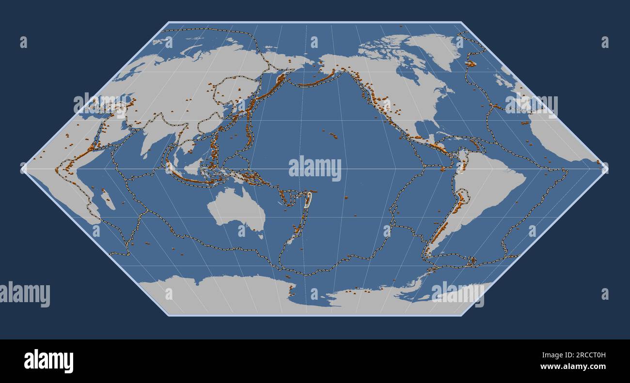 Shape of the Tonga tectonic plate on the solid contour map in the ...