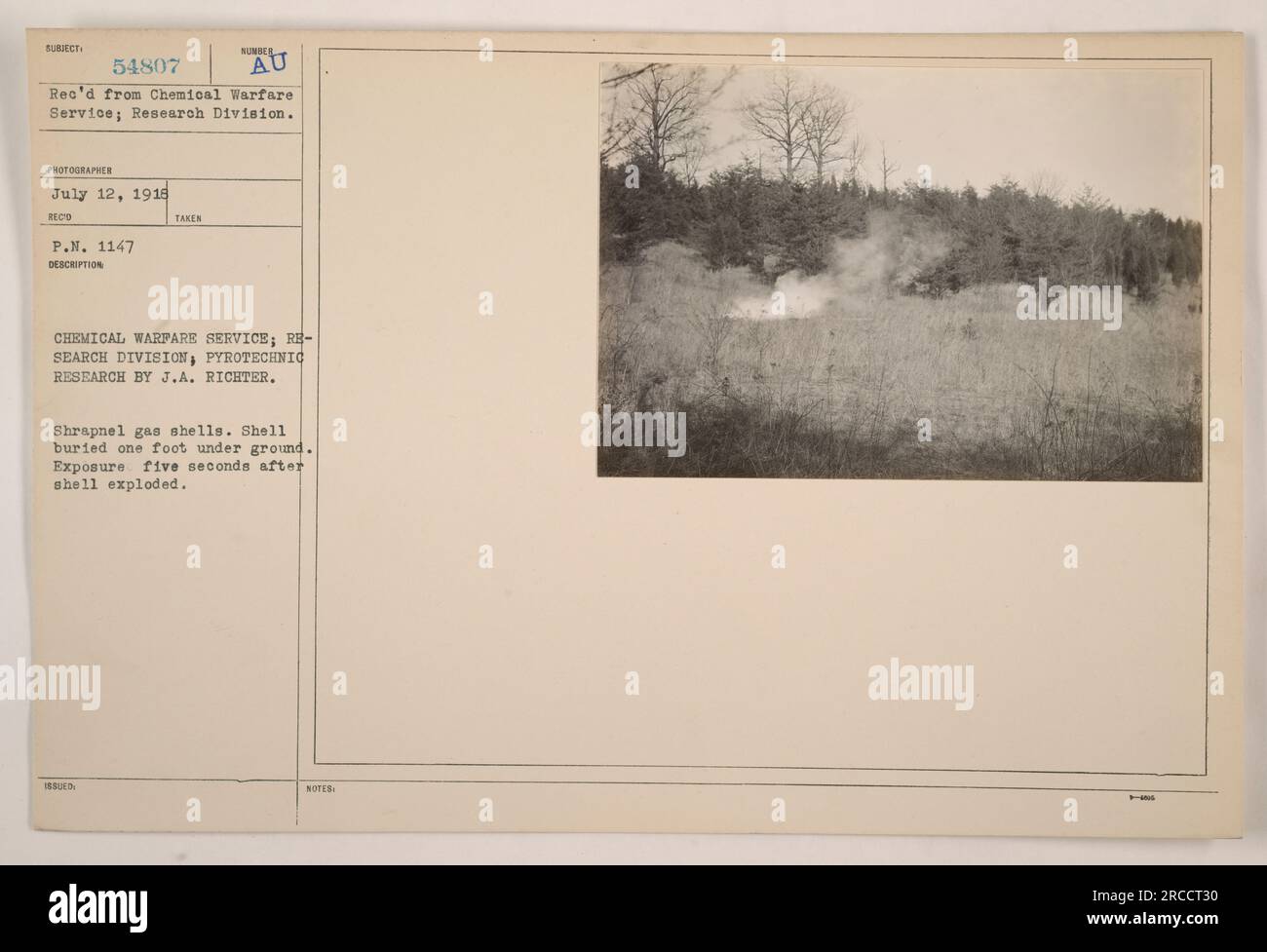 This photograph, taken by J.A. Richter on July 12, 1918, shows a ...