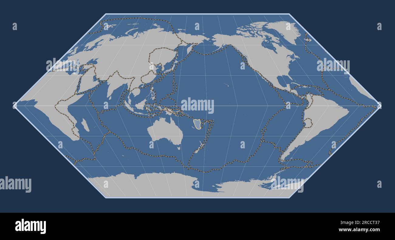 Shape Of The New Hebrides Tectonic Plate On The Solid Contour Map In