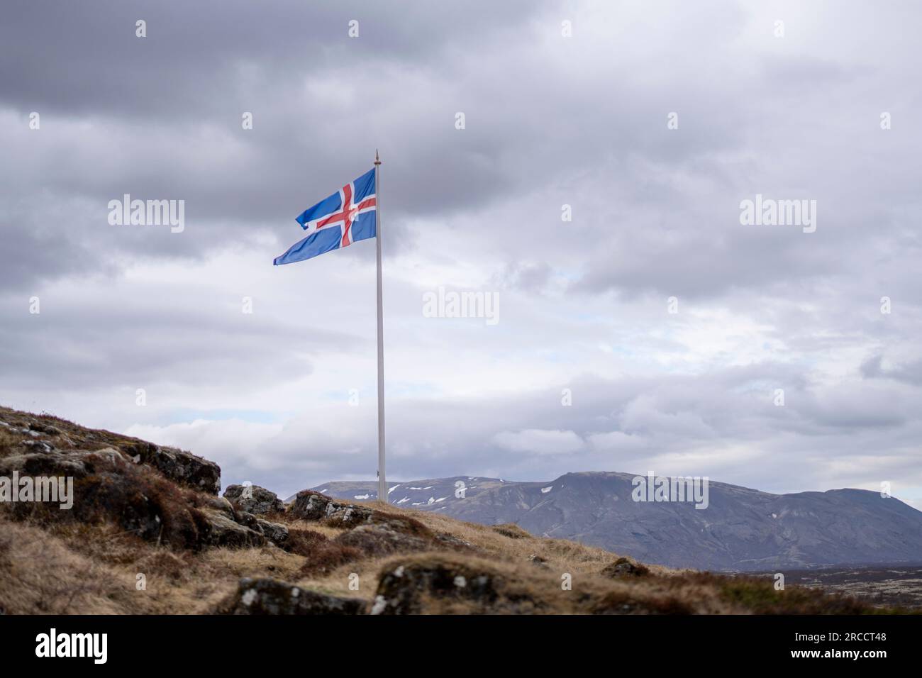 Iceland flag in full motion hi-res stock photography and images - Alamy