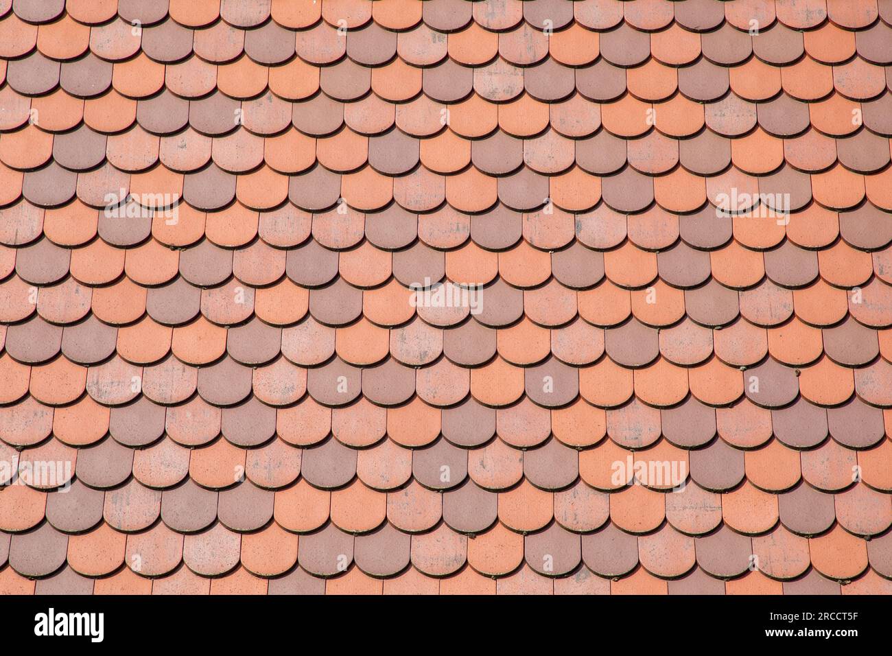 Red tile roof clay tiles roof of a private house made of shingles Stock ...