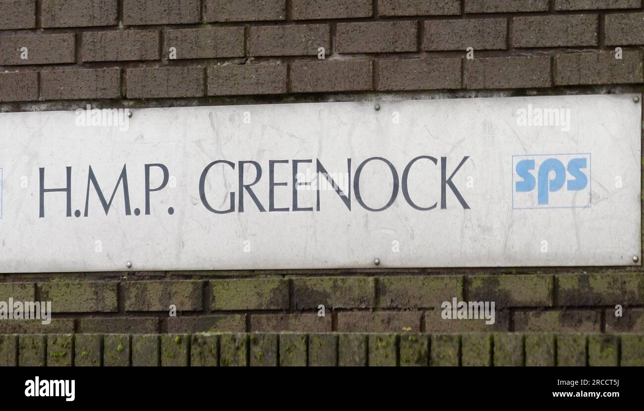 File photo dated 06/11/08 of a sign for Greenock Prison. Inspectors ...