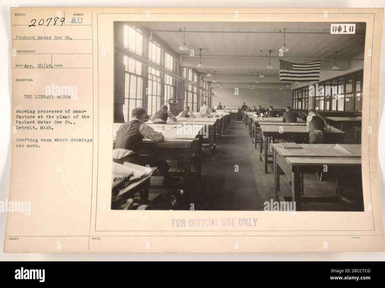 Drafting room at the Packard Motor Car Co. in Detroit, Michigan, where ...