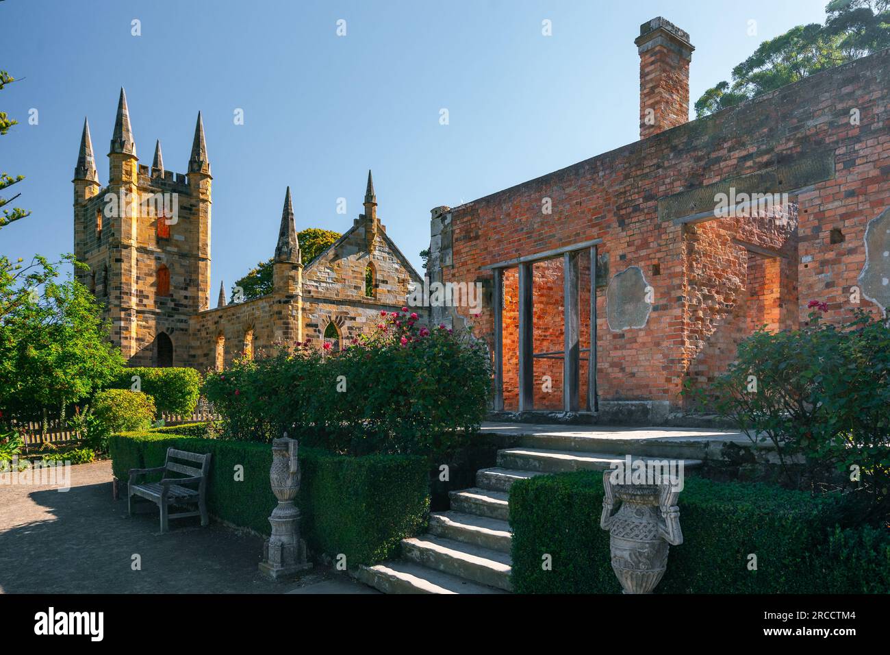 Port Arthur, Tasmania, Australia - Ruins of the old settlement Stock ...