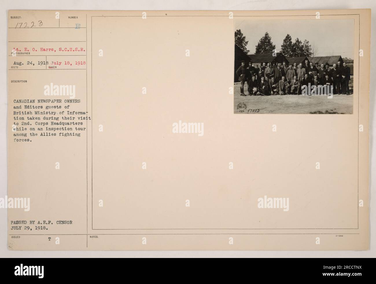Group of Canadian newspaper owners and editors visiting 2nd Corps ...