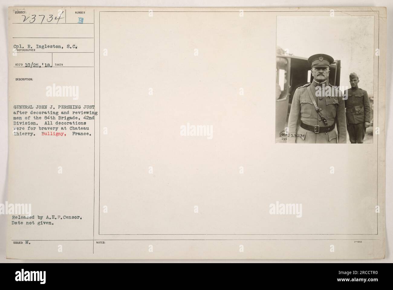 Cpl. R. Ingleston, S.C., photograph captures General John J. Pershing ...