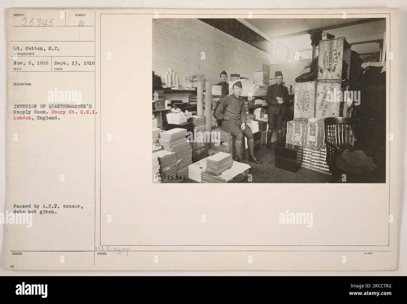 Interior view of the Quartermaster's Supply Room located on Ebury St ...
