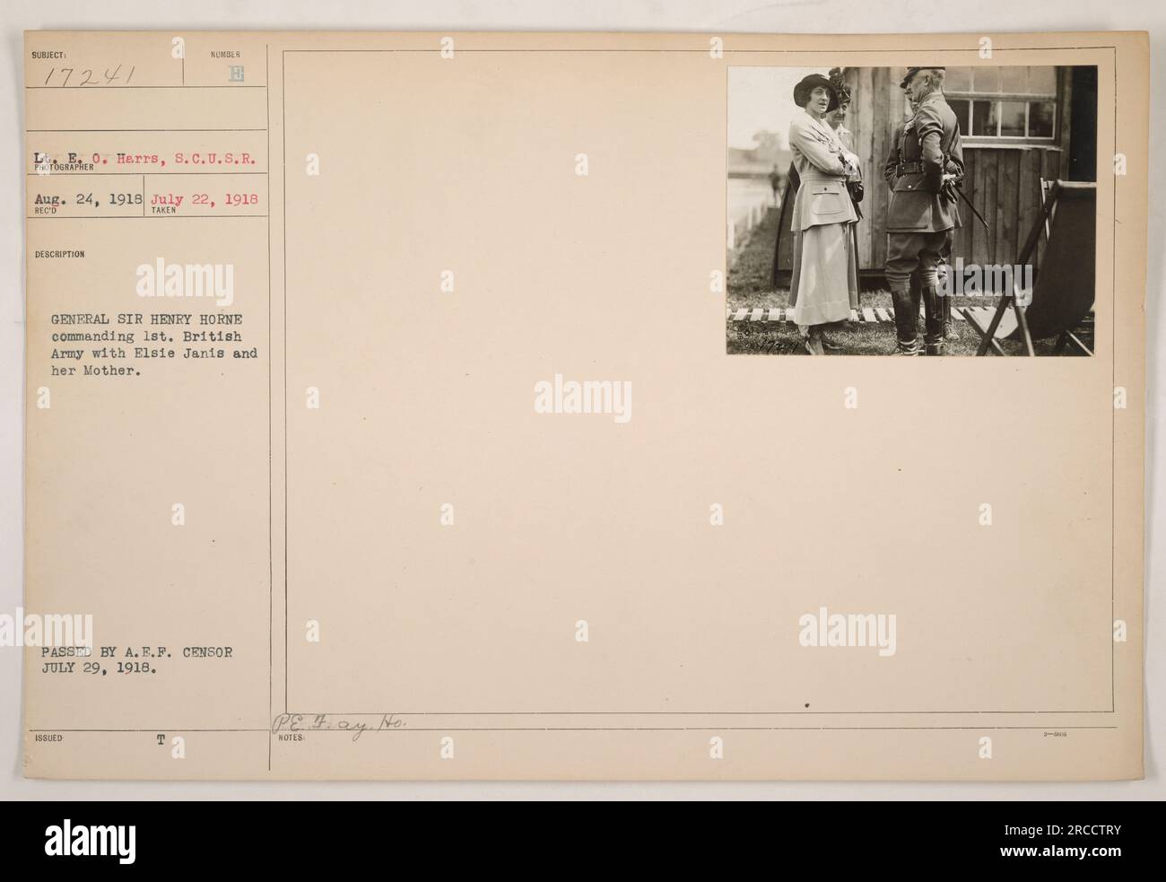 General Sir Henry Horne, commander of the 1st British Army, pictured ...