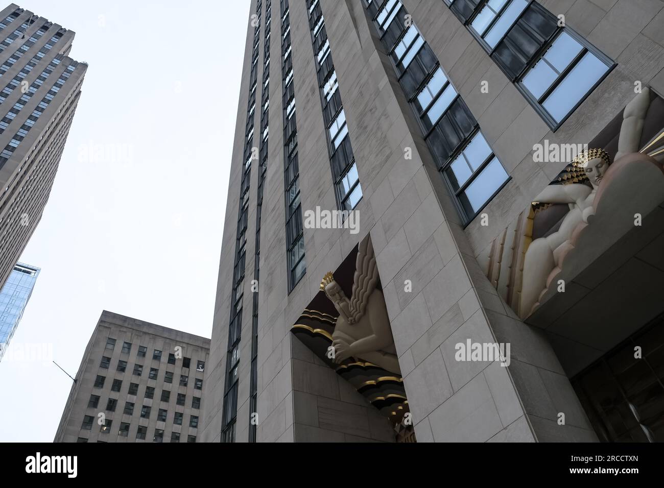 Architectural detail of Rockefeller Center, a large complex consisting ...