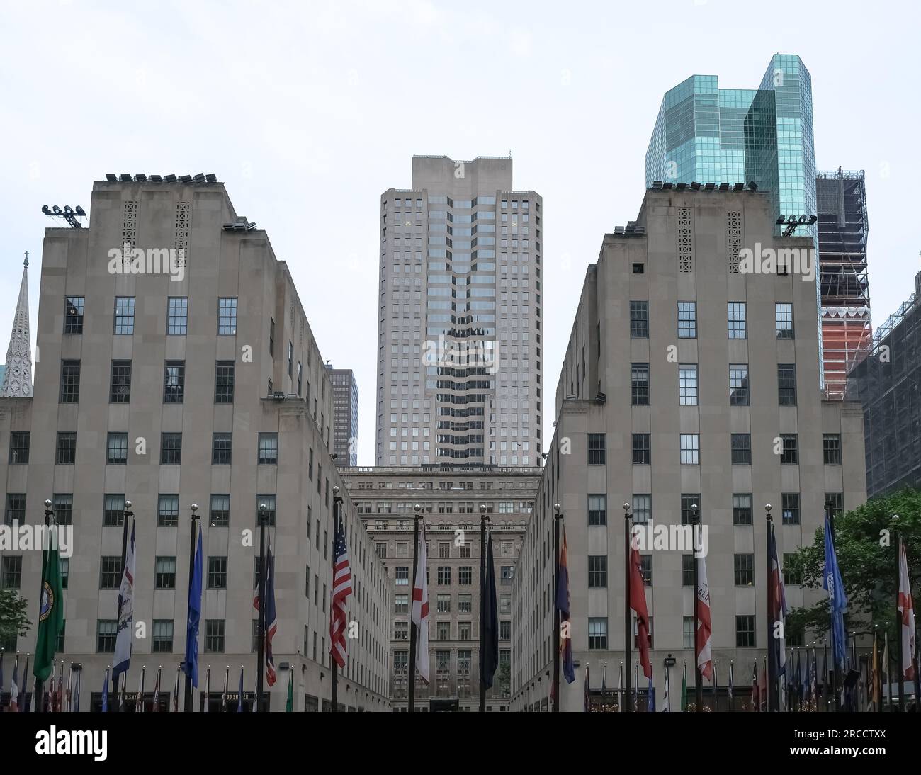 Architectural detail of Rockefeller Center, a large complex consisting ...