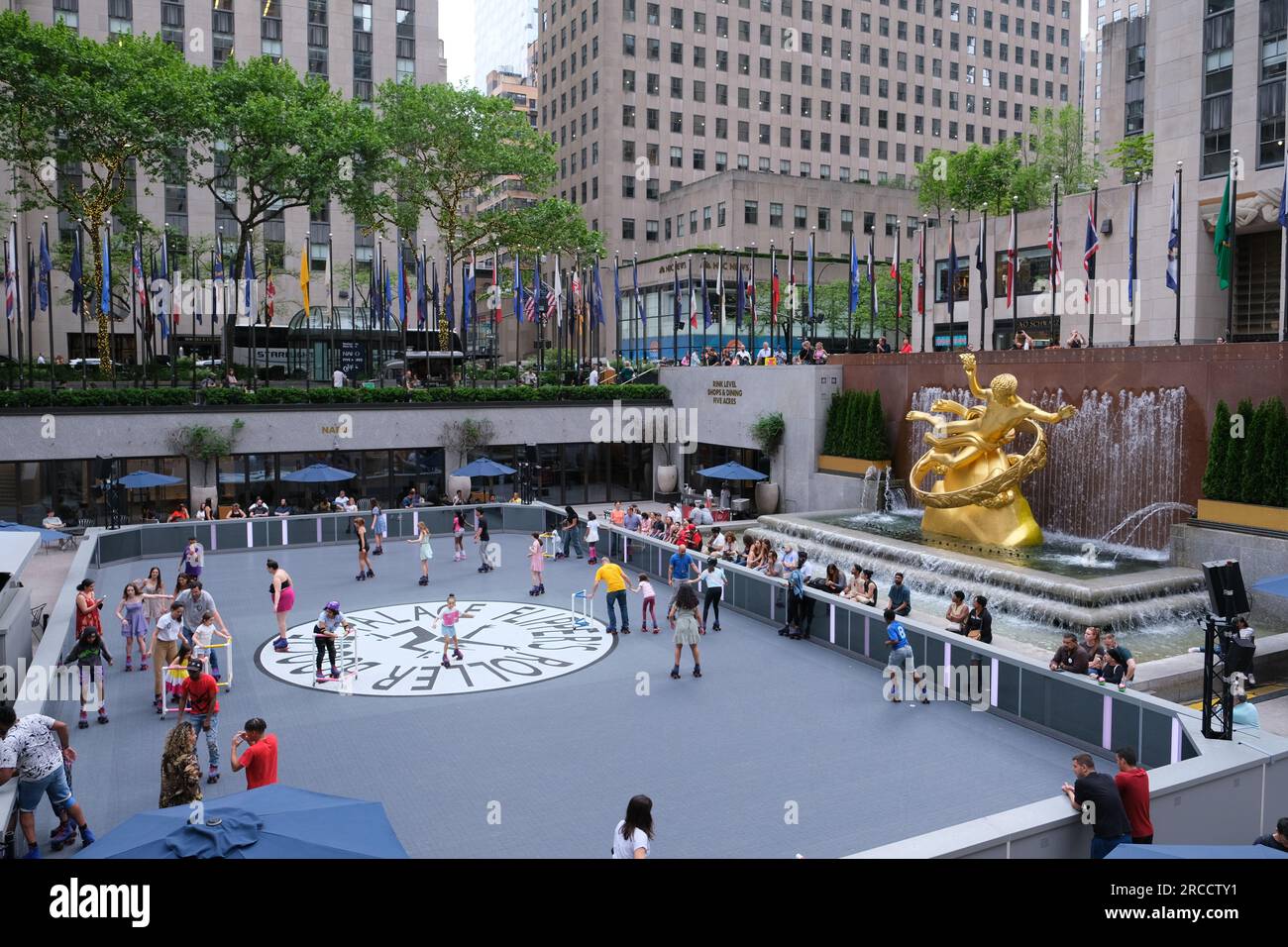 Architectural detail of Rockefeller Center, a large complex consisting ...
