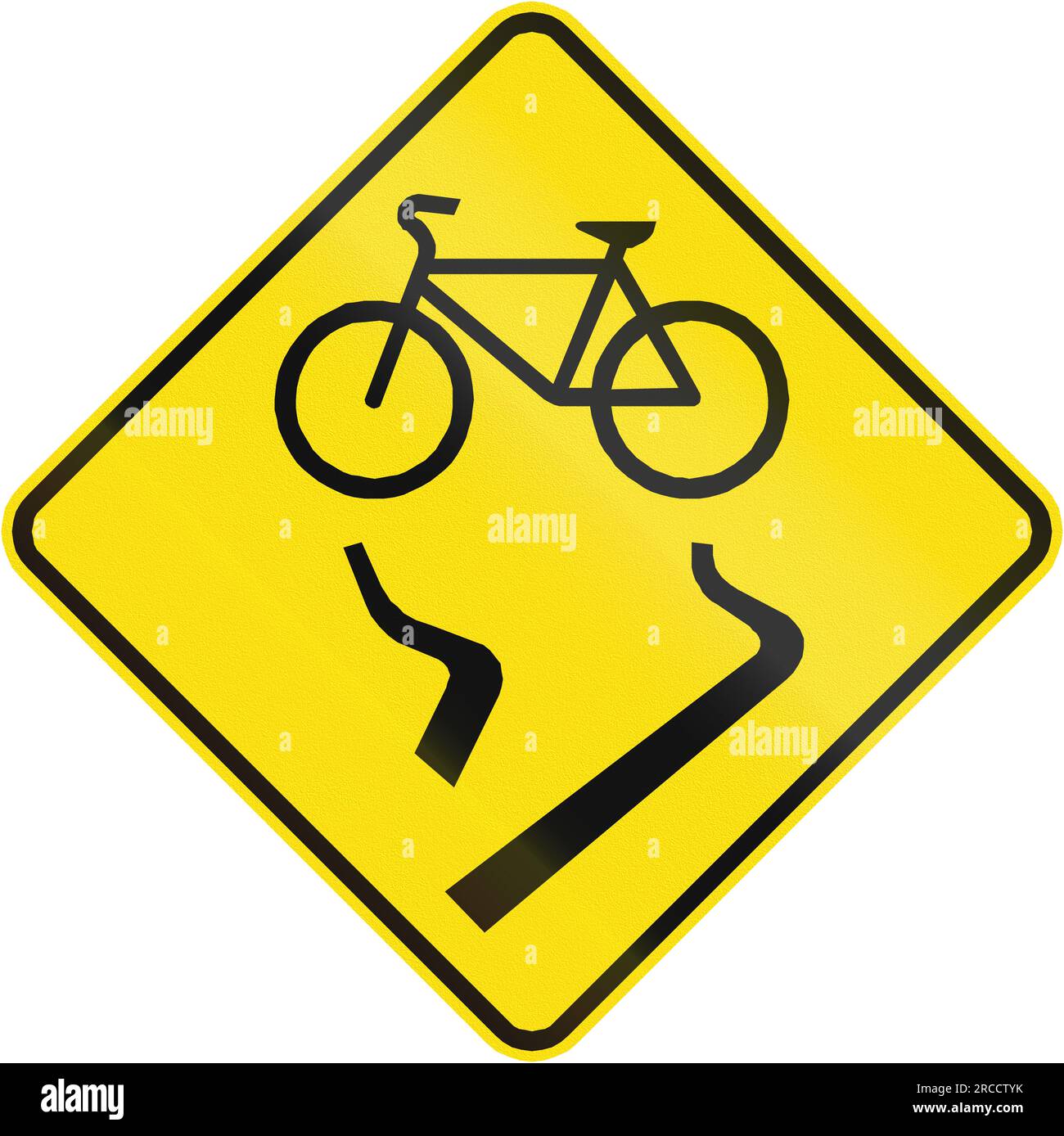 Canadian road warning sign - Slip danger for cyclists. This sign is ...